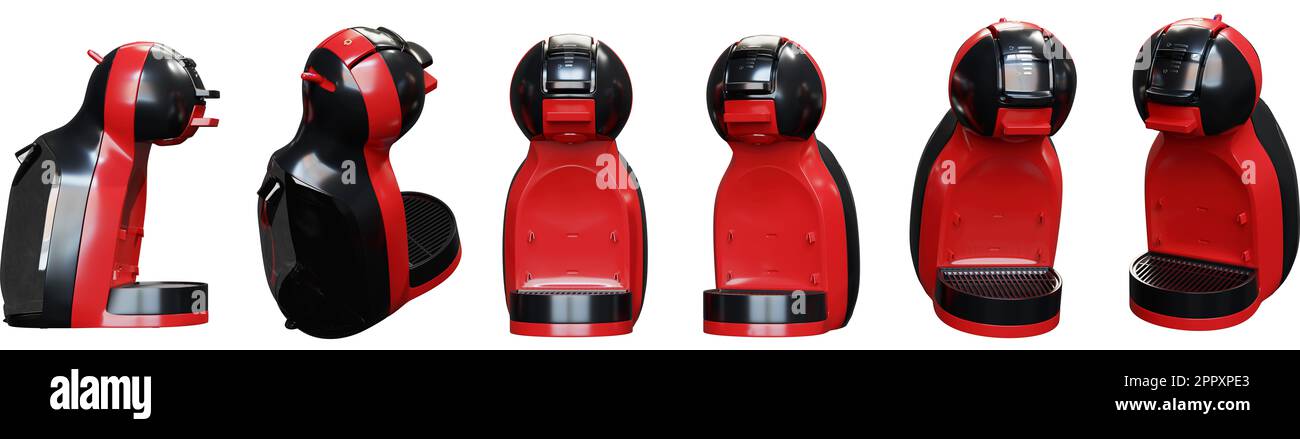 Machine coffee maker with capsules different angles isolated on white ...