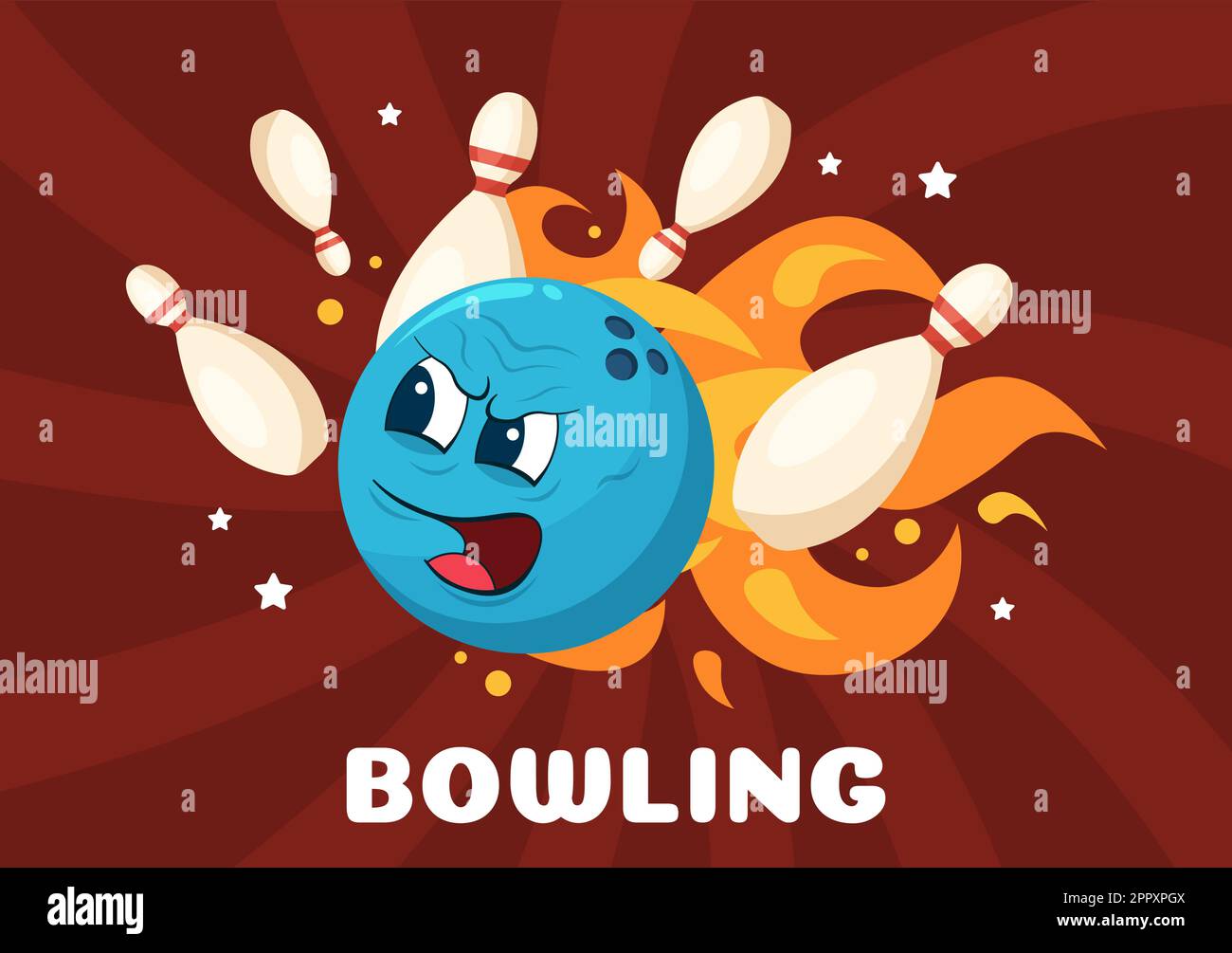 Bowling Game Hand Drawn Cartoon Flat Background Design Illustration ...