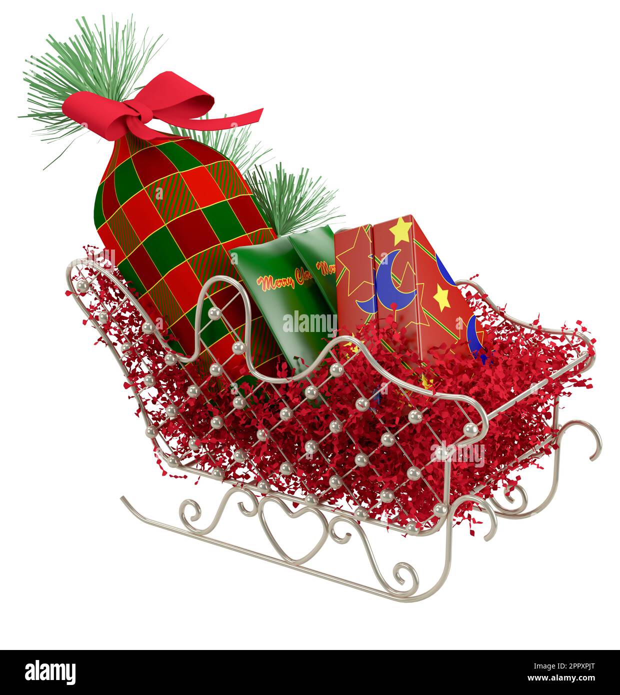 Christmas cart with presents isolated on white background, high quality ...