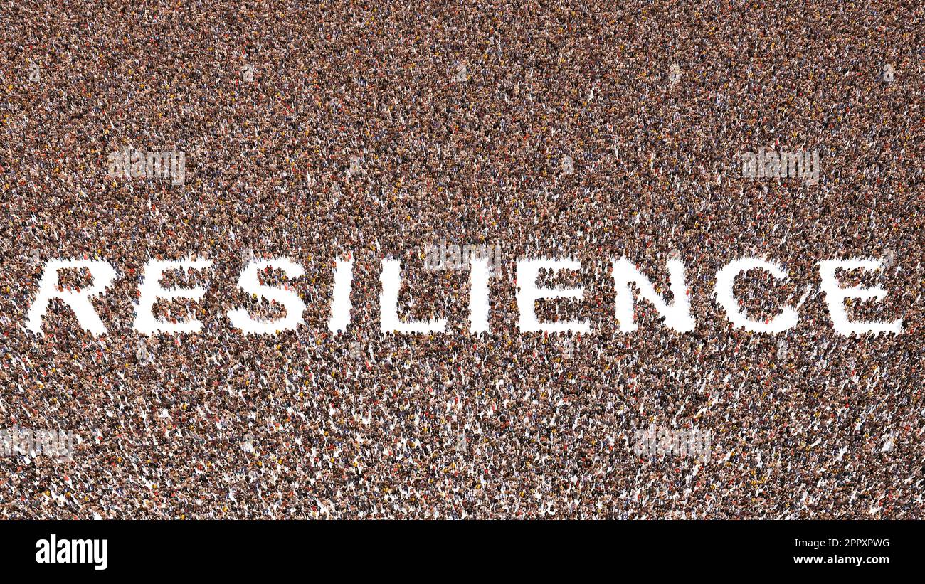 Concept conceptual large community of people forming the word ...