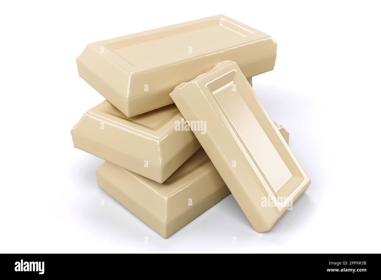 Close view of white chocolate bar isolated on white background high ...