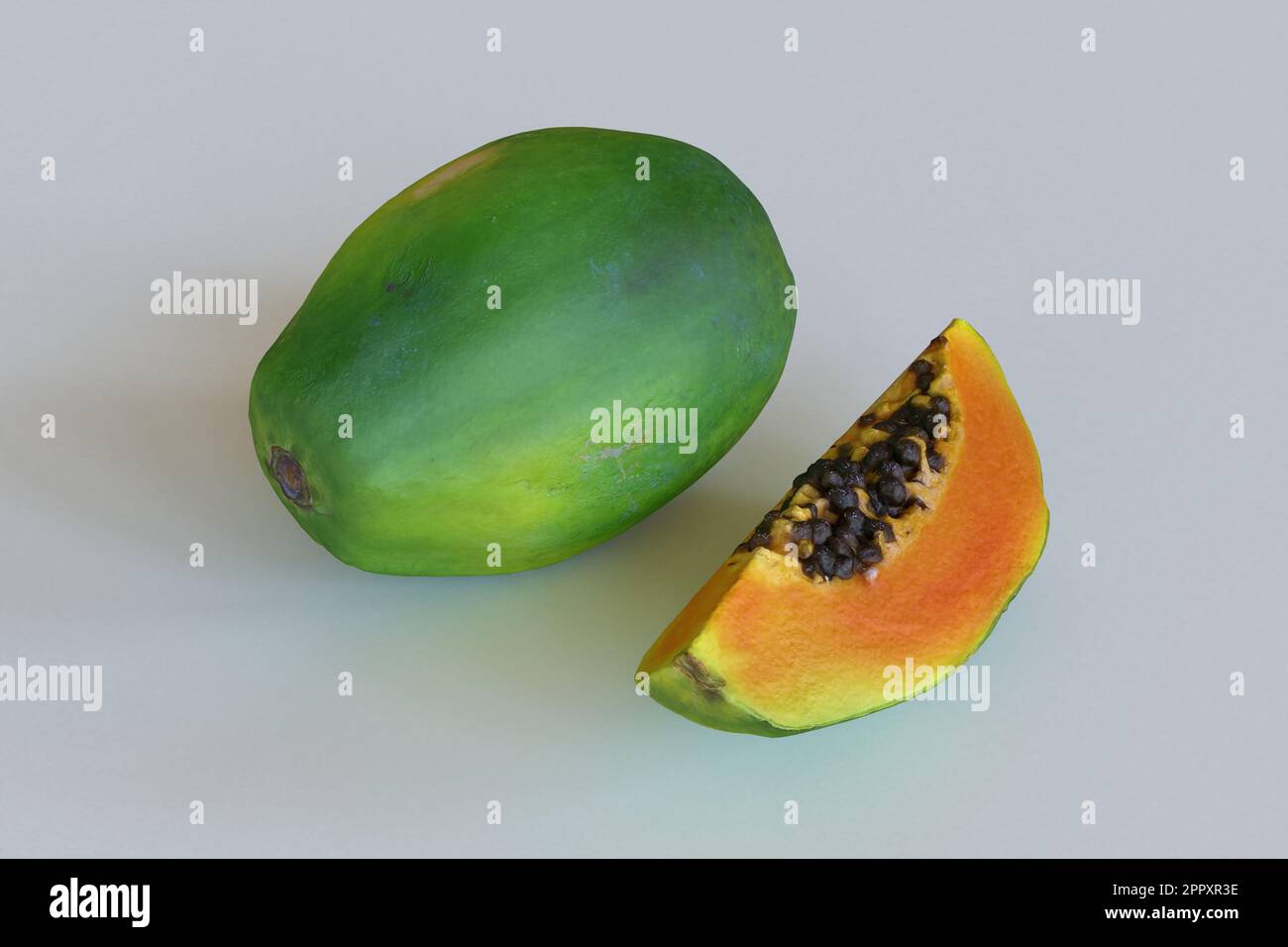 Close view of Papaya isolated on white background high quality details ...