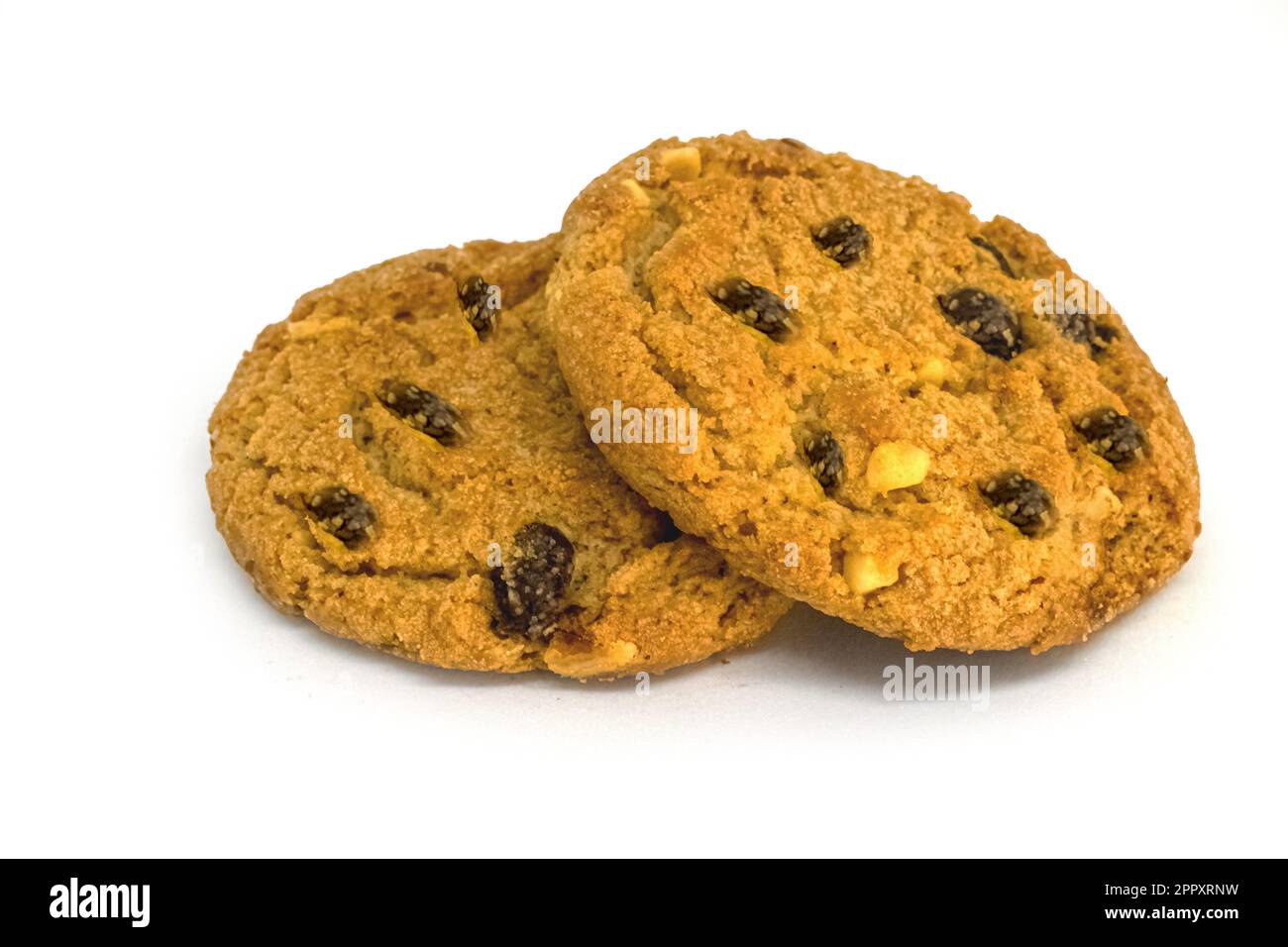 Cookie with chocolate chips and hazelnut isolated on white background ...