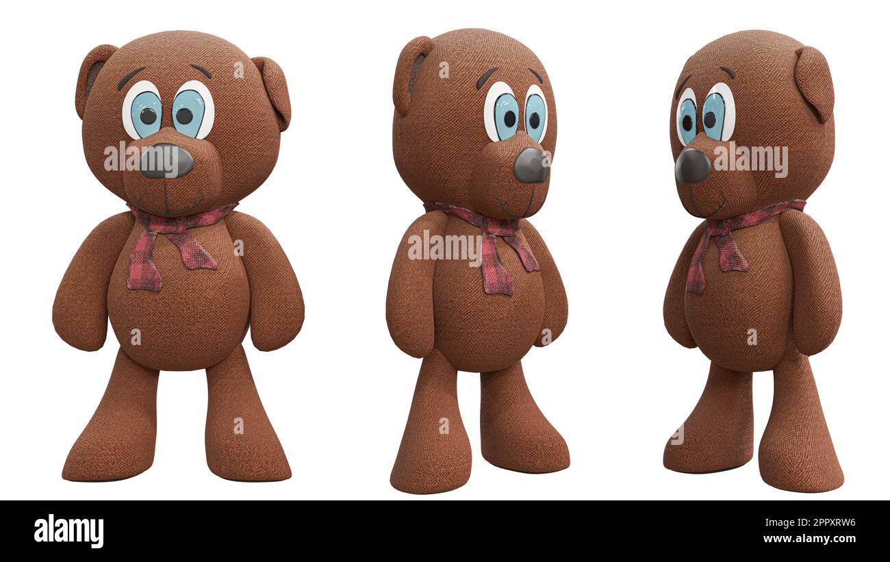 Cute teddy bear isolated on white background high quality details -3D ...