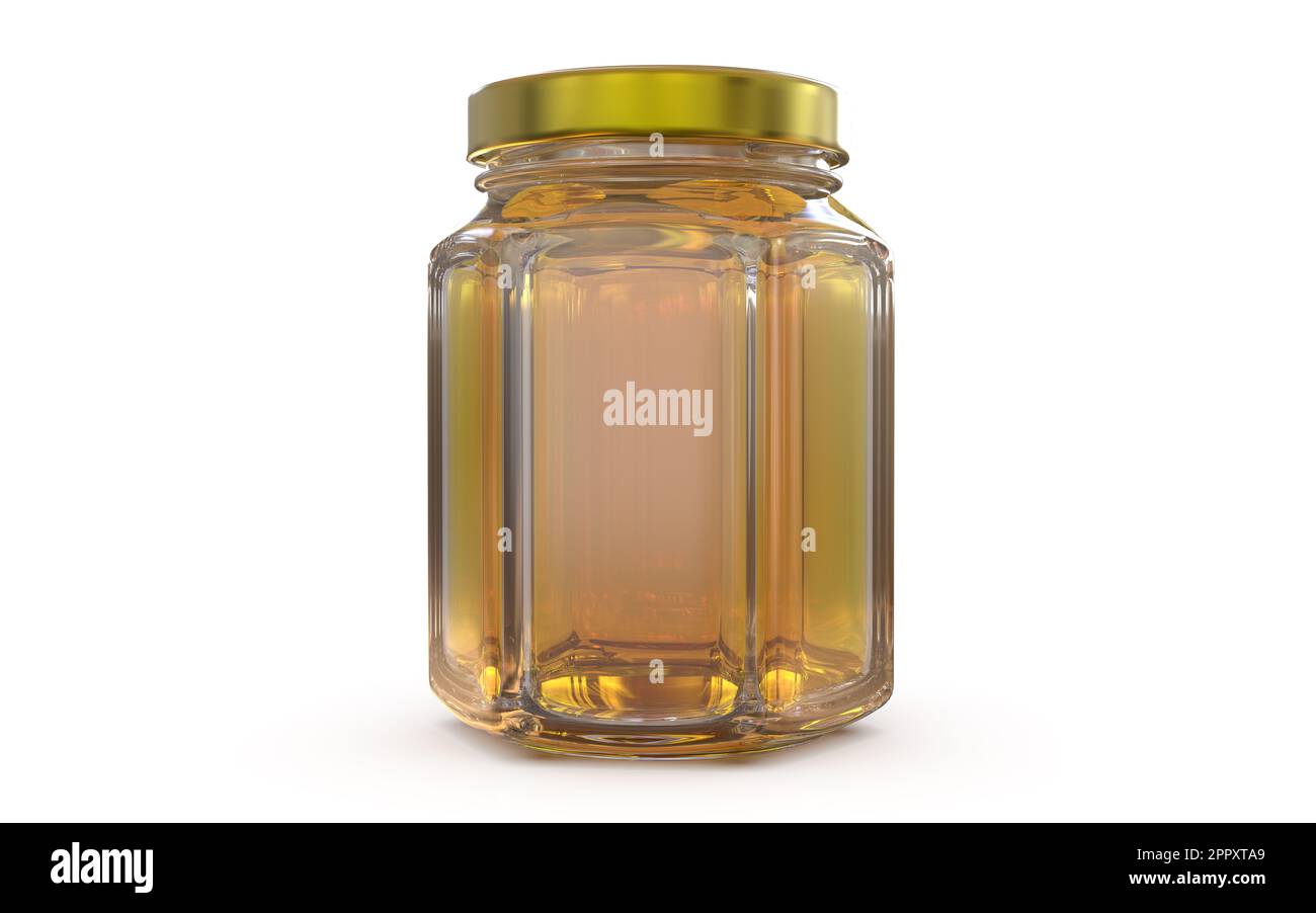 Hexagon jar honey isolated on white background high quality details, 3d ...