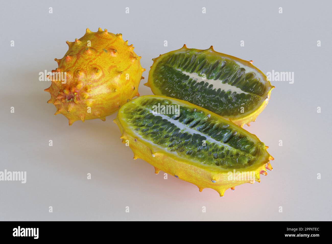 Kiwano or african horned melon isolated on white background high ...