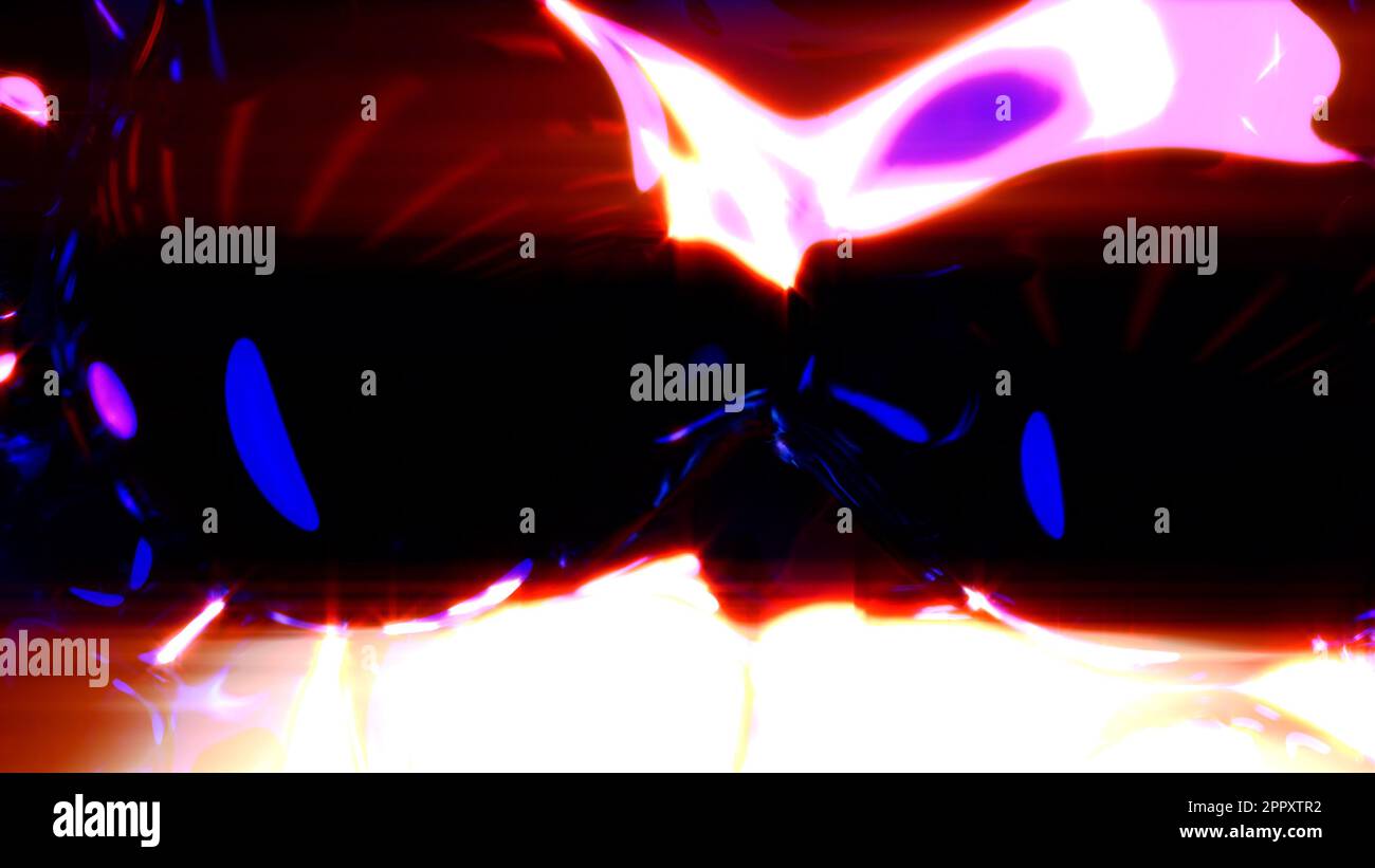 pink limpid liquid meta spheres shining with horizontal flares ...