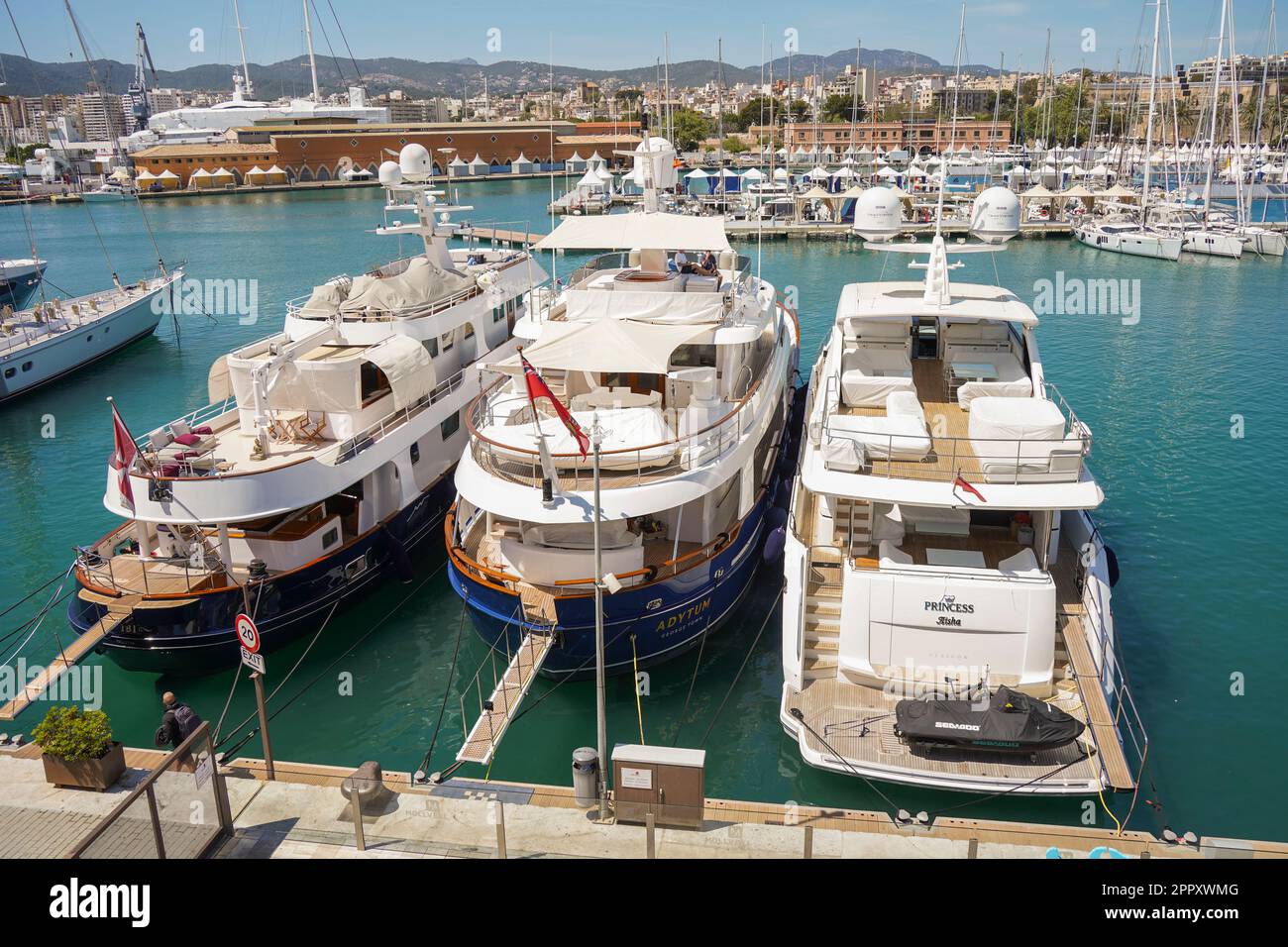 Palma Spain. Port of Palma de Mallorca with yachts and sail boats ...