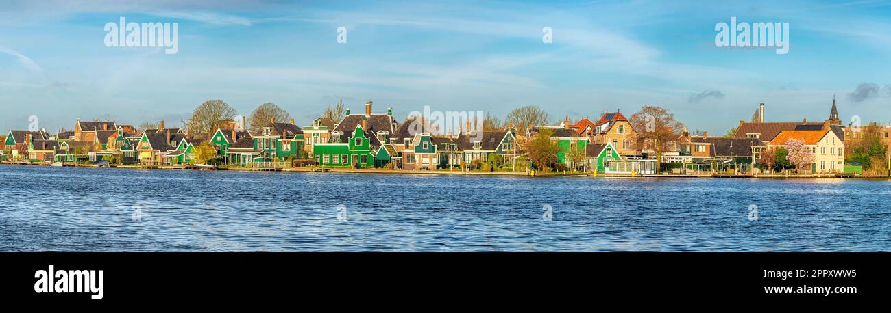 Amsterdam Netherlands, panorama city skyline and traditional house at ...