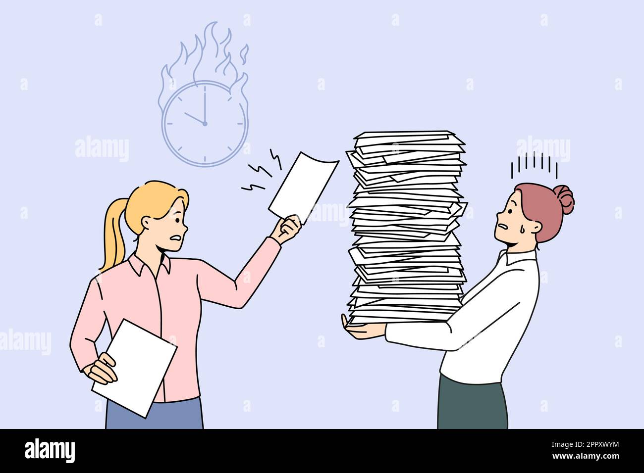 Stressed woman employee tired with paperwork Stock Vector Image & Art ...