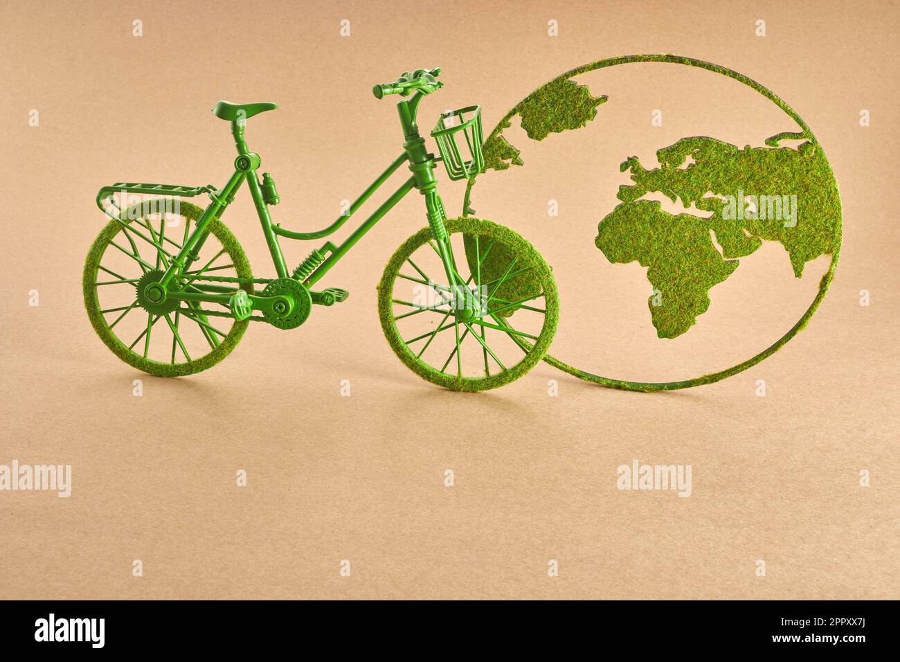 World Bicycle Day. Green bicycle and world. Environment preserve Stock ...