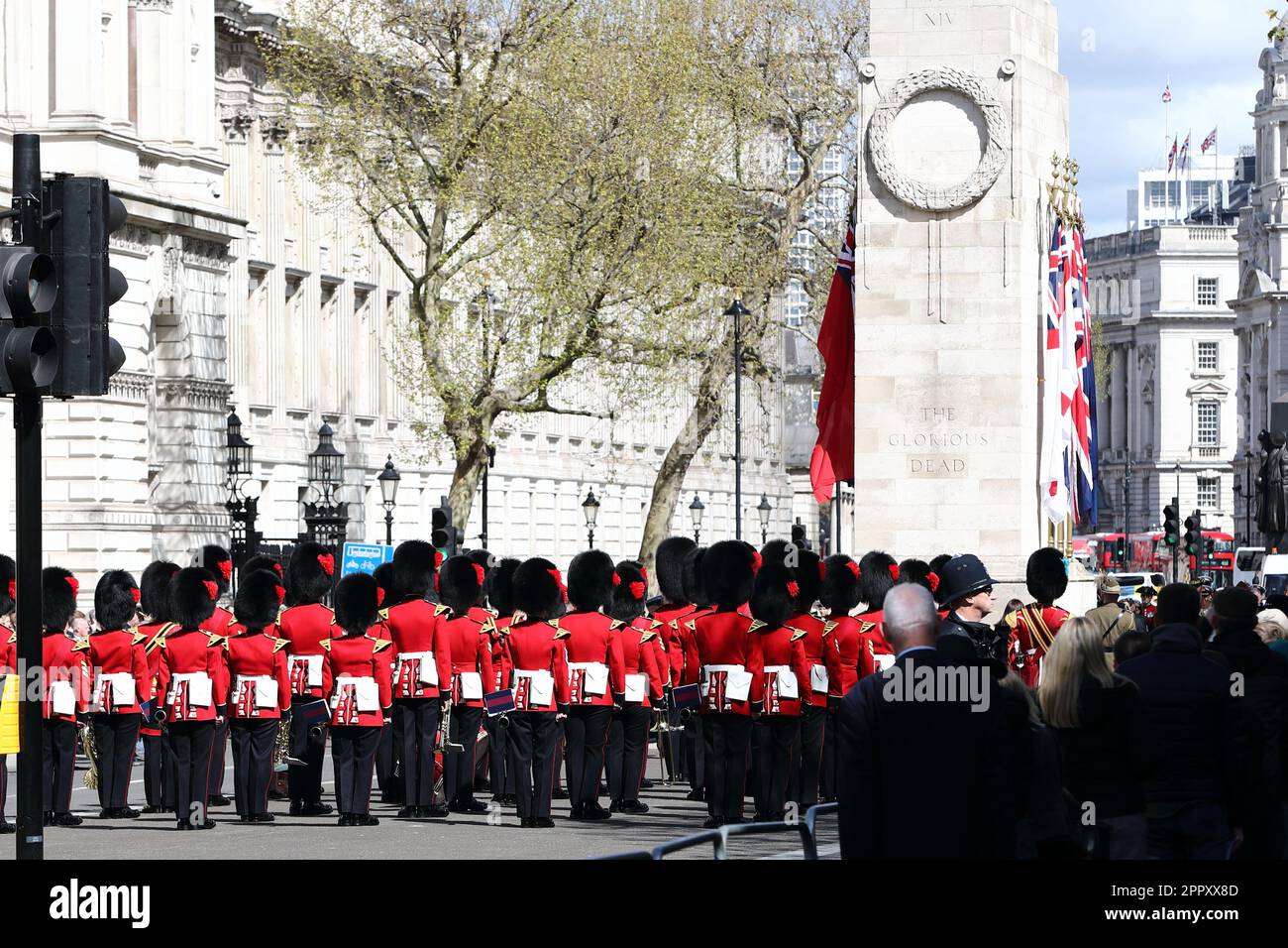 London, UK. 25th Apr, 2023. ANZAC day commemoration at the Cenotaph ...