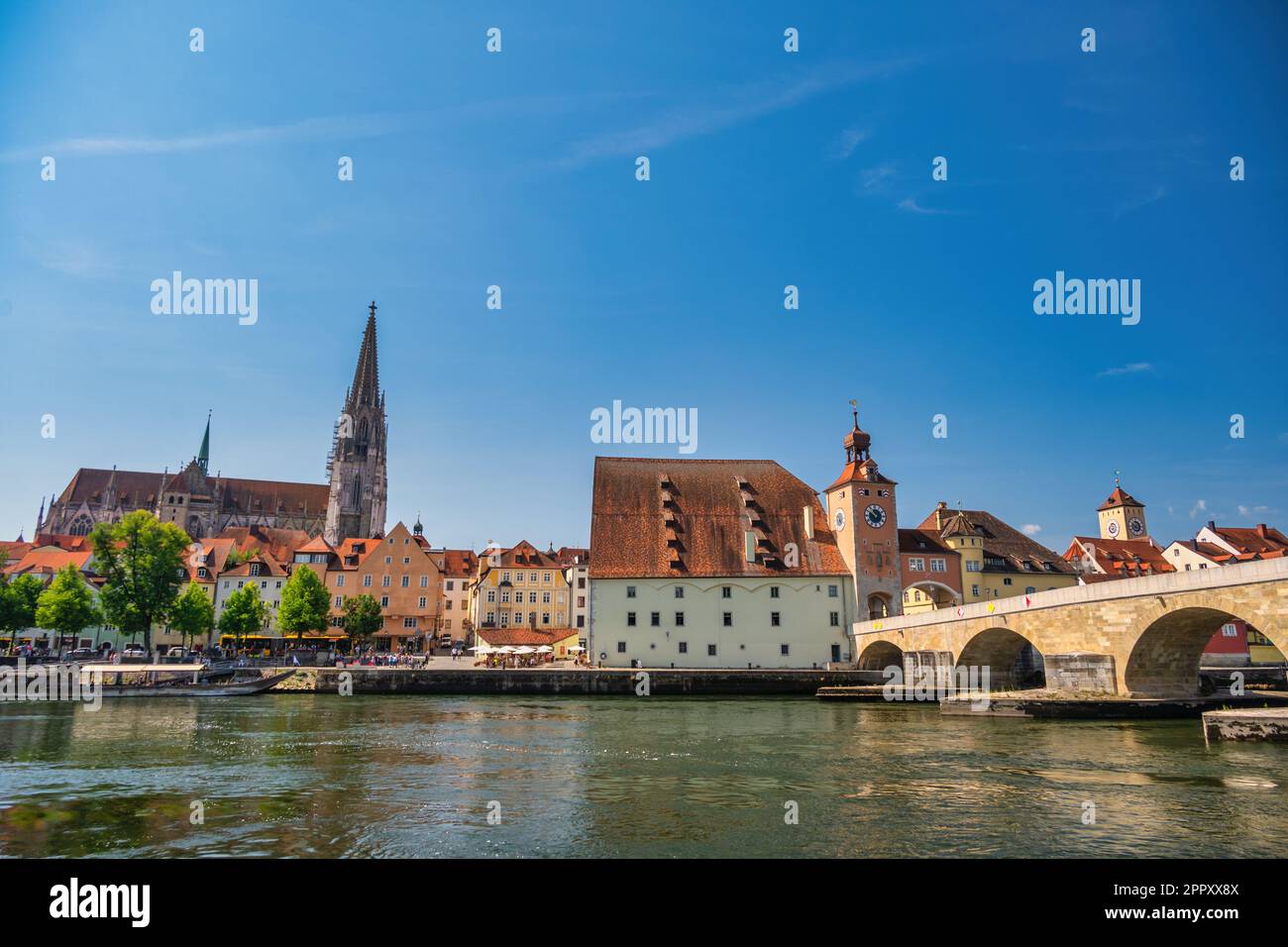 Regensburg Germany, city skyline at Old Town Altstadt and Danube River ...