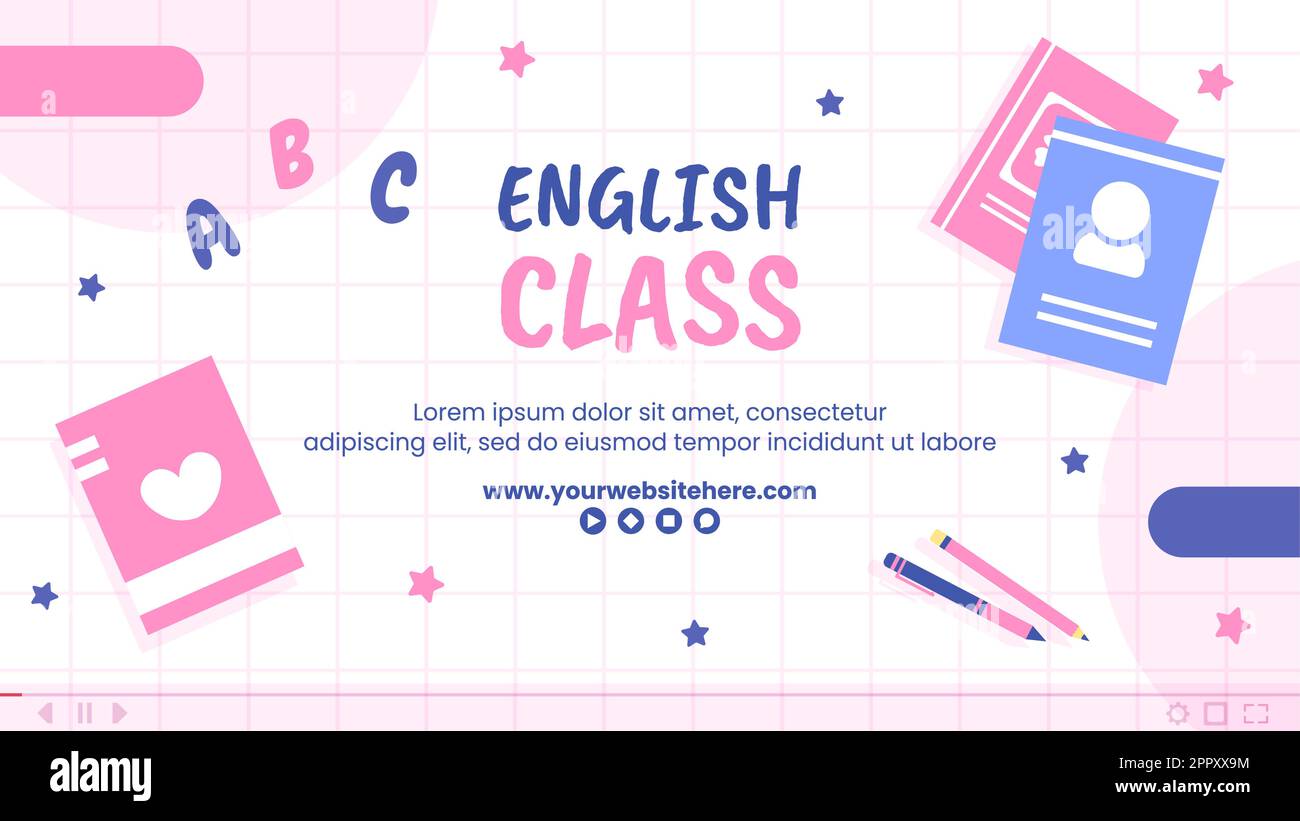 English Class Video Thumbnail Template Hand Drawn Cartoon Flat ...