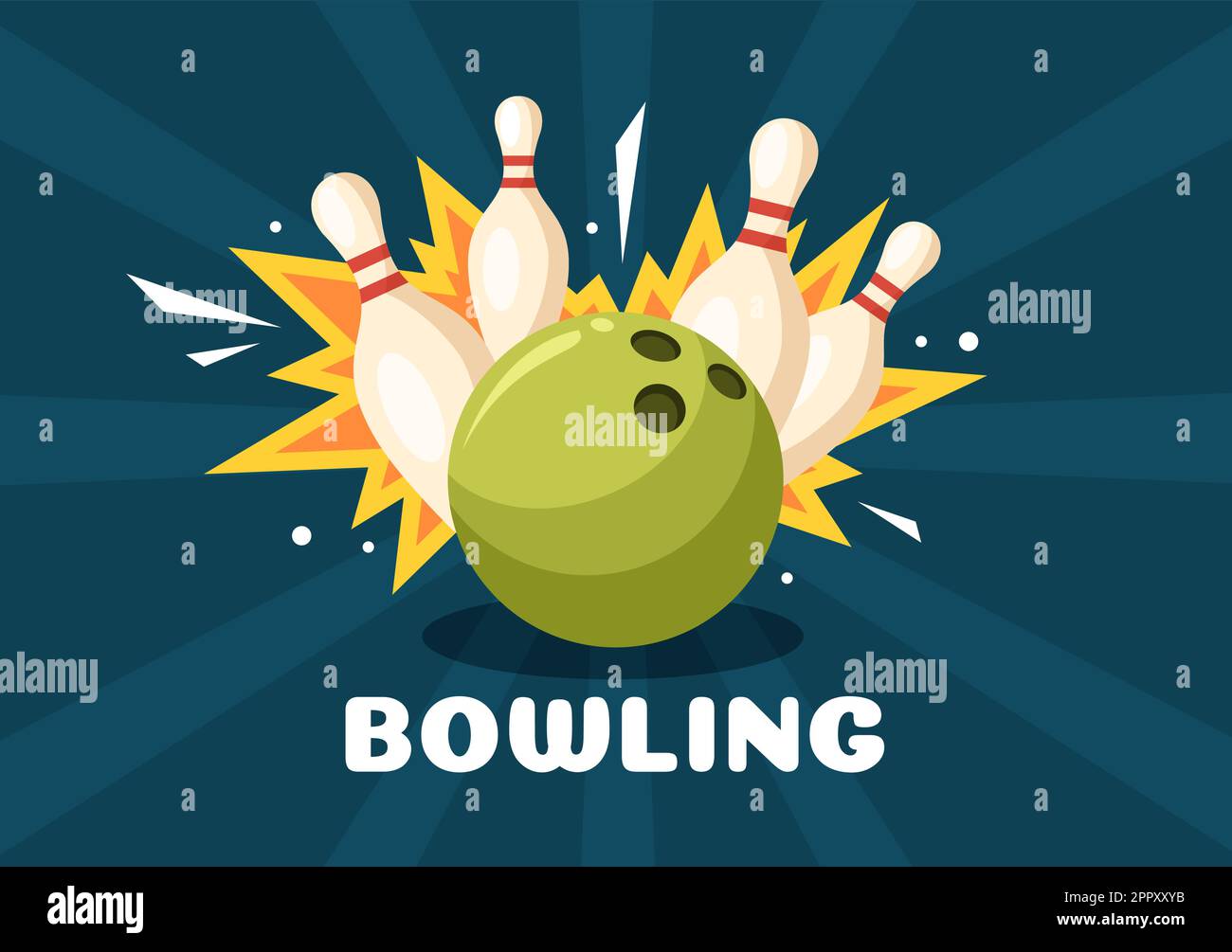 Bowling Game Hand Drawn Cartoon Flat Background Design Illustration ...