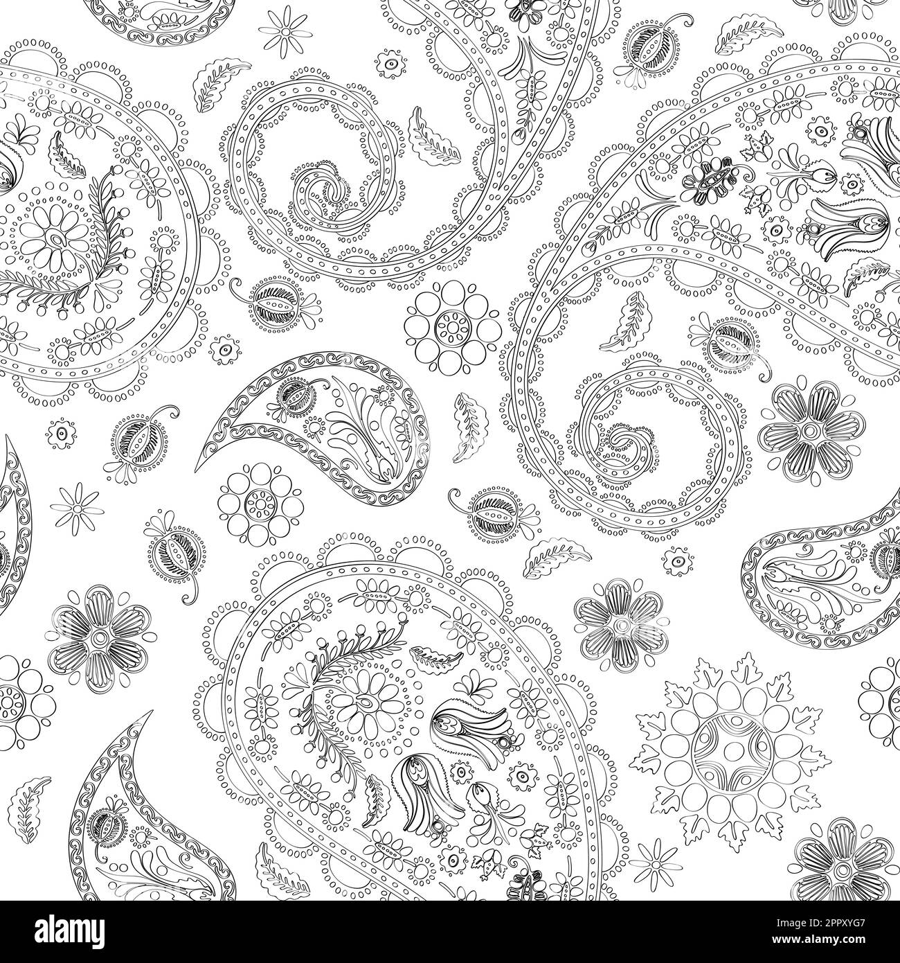 Black paisley print Black and White Stock Photos & Images - Alamy