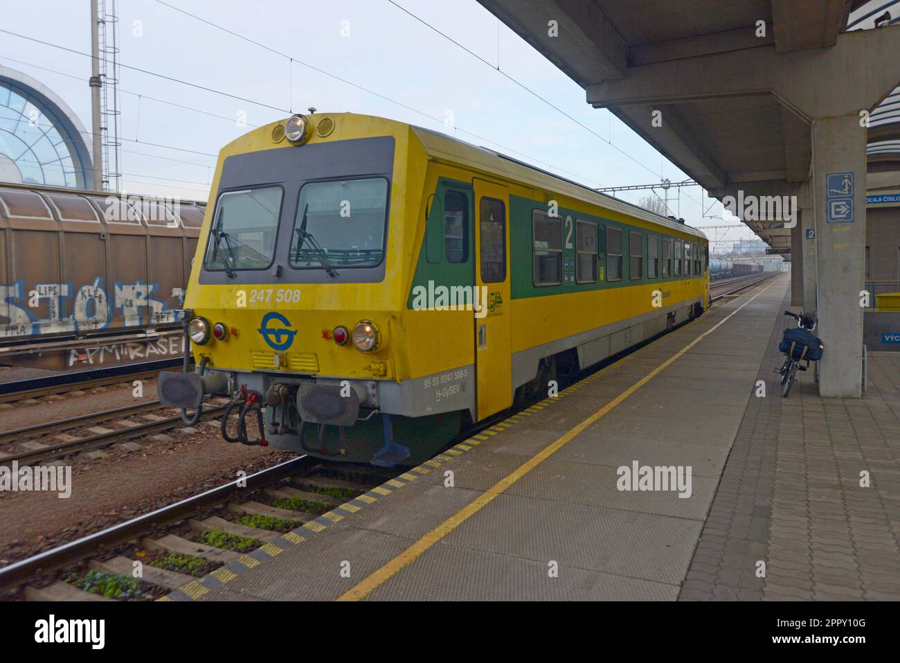 Cross border train to Hungary waiting at Bratislava Petržalka railway ...