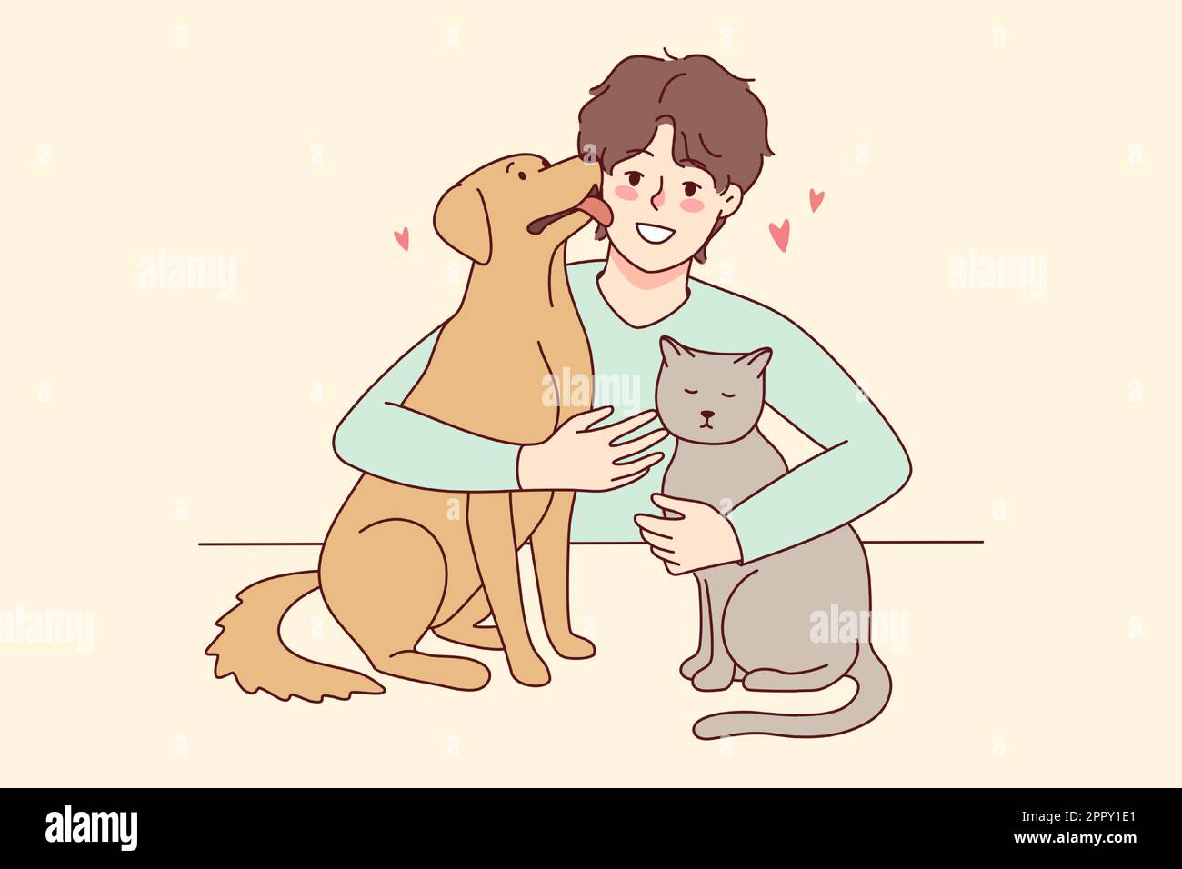 Guy owner cute dog Stock Vector Images - Alamy