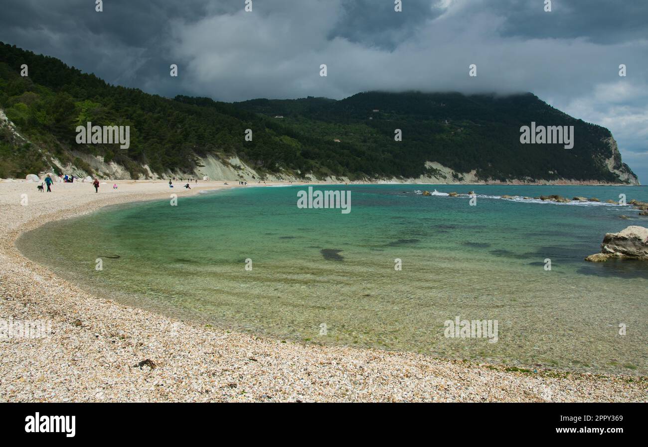 MONTE CONERO, ITALY - APRIL 25, 2023: View of urbani beach in the park ...