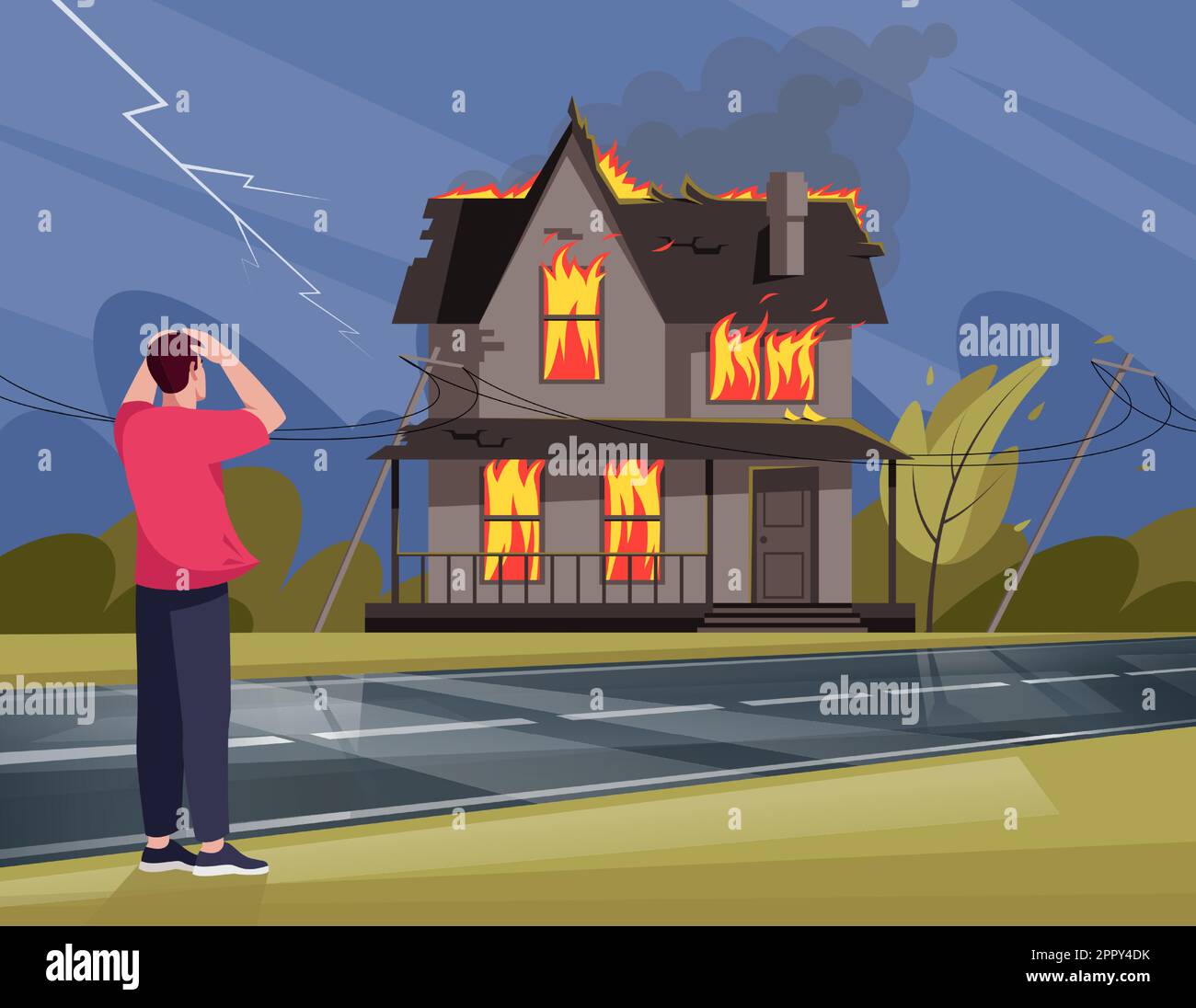 Man domestic accident burn Stock Vector Images - Alamy