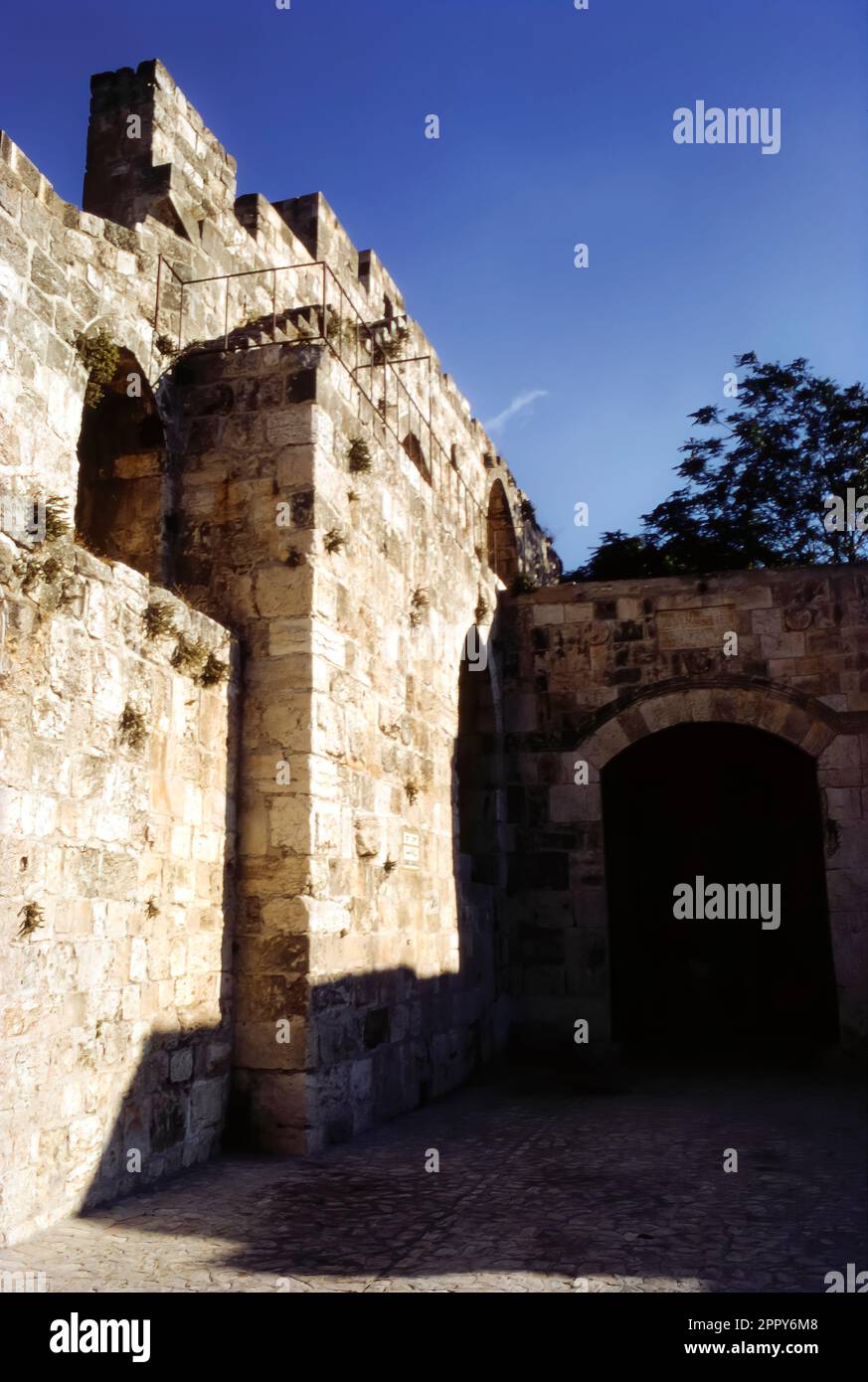Stone walls and arched entrance in the City of David - Israel Stock ...
