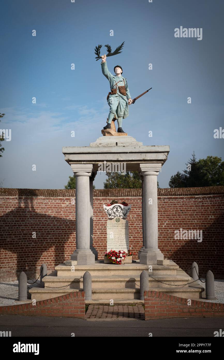 The French war memorial in Boursies in France, near the Somme Stock ...