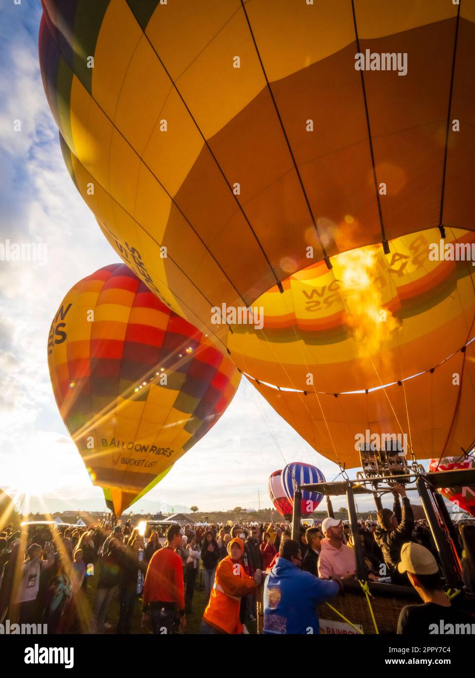 Crowd watching hot air balloons at Sunrise, Albuquerque International ...