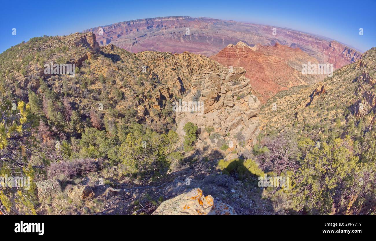 Fisheye view of a rock spire called Tanner Rock just east of Lipan ...