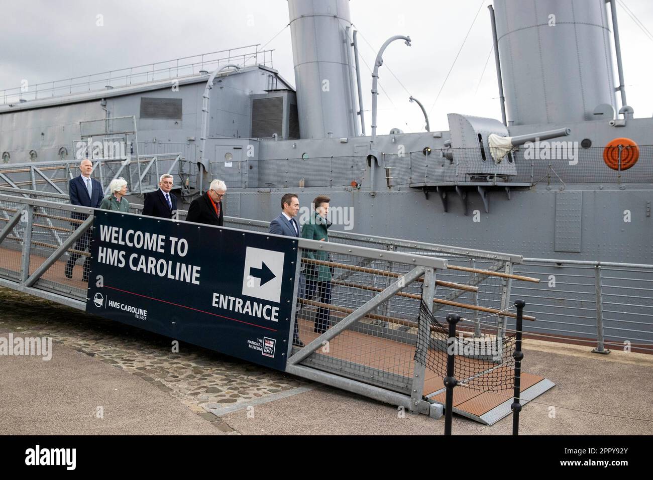 with Kerry Rooney, Business Development Manager for HMS Caroline, unveiling a plaque during the ...
