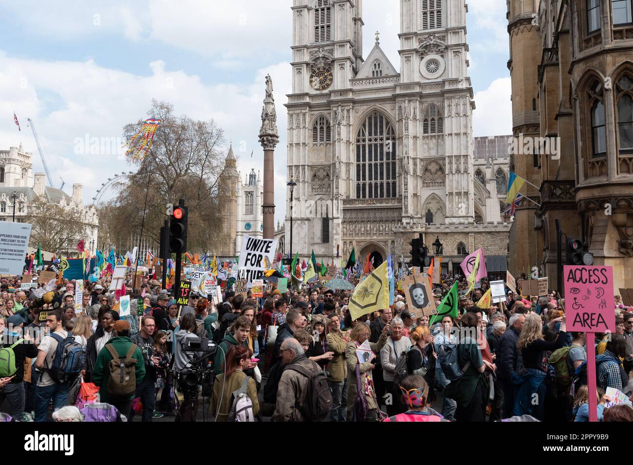 Large crowds gather for a rally in front of Westminster Abbey, London ...
