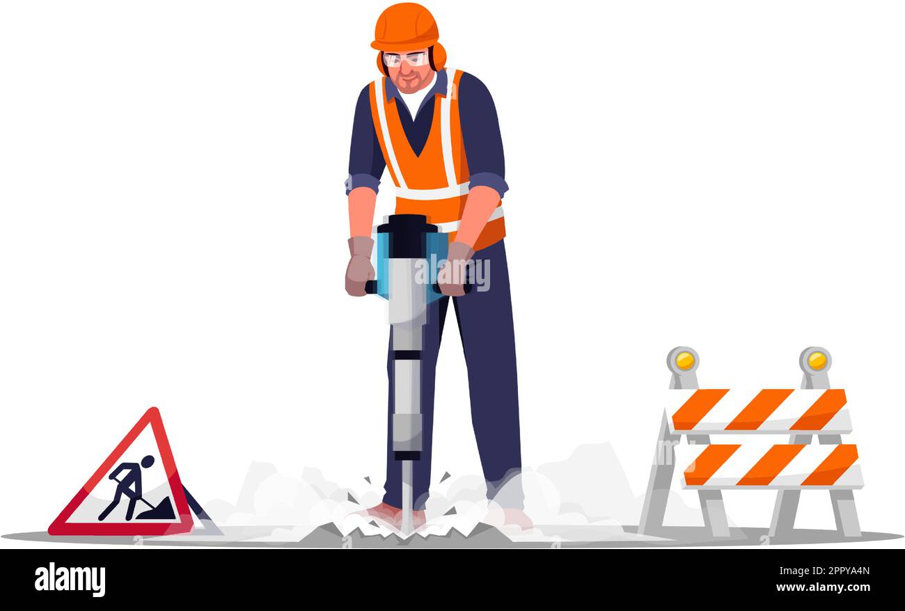 Cartoon illustration man workman pneumatic hi-res stock photography and ...