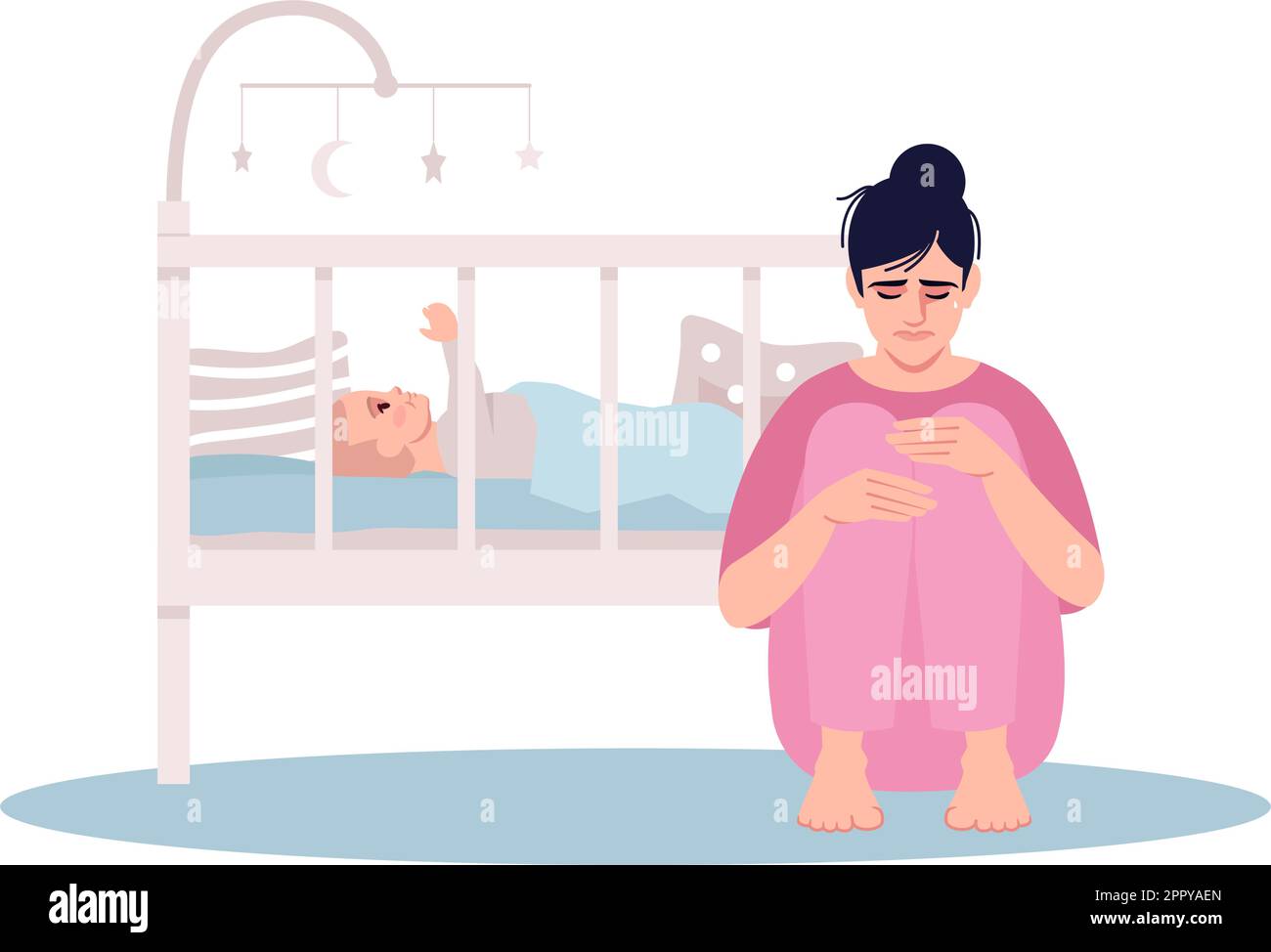 Cartoon illustration mom crying baby Stock Vector Images - Alamy