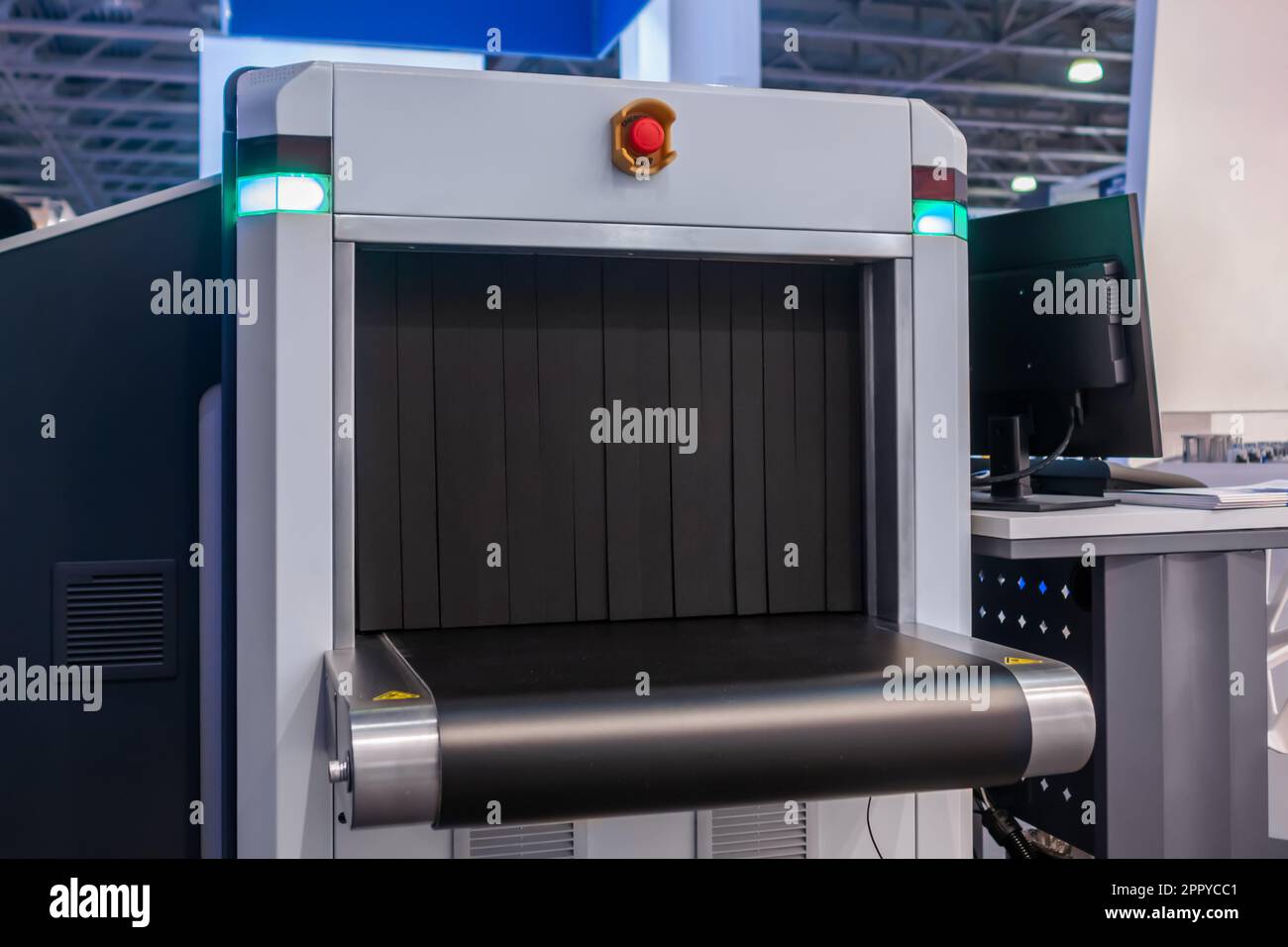 Automatic shrinking packaging machine at plastic exhibition Stock Photo ...