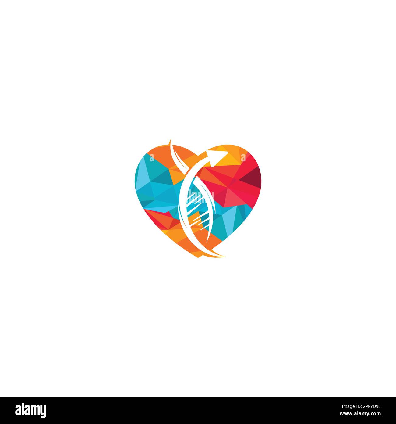 Human DNA and genetic logo design. Health and care logo. Heart shape ...