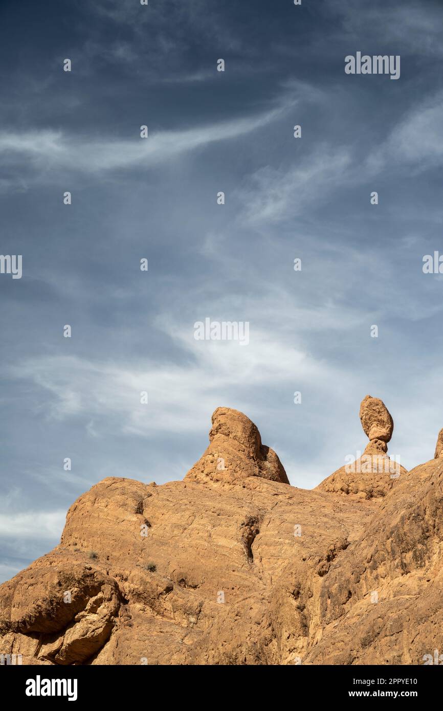Rock formations known as monkey fingers in the Dades Valley Stock Photo ...