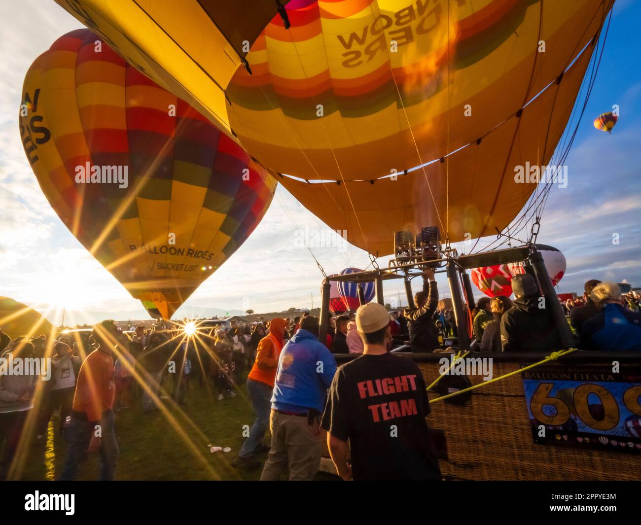 Crowd gathered at sunrise to see Hot air balloons at Albuquerque ...