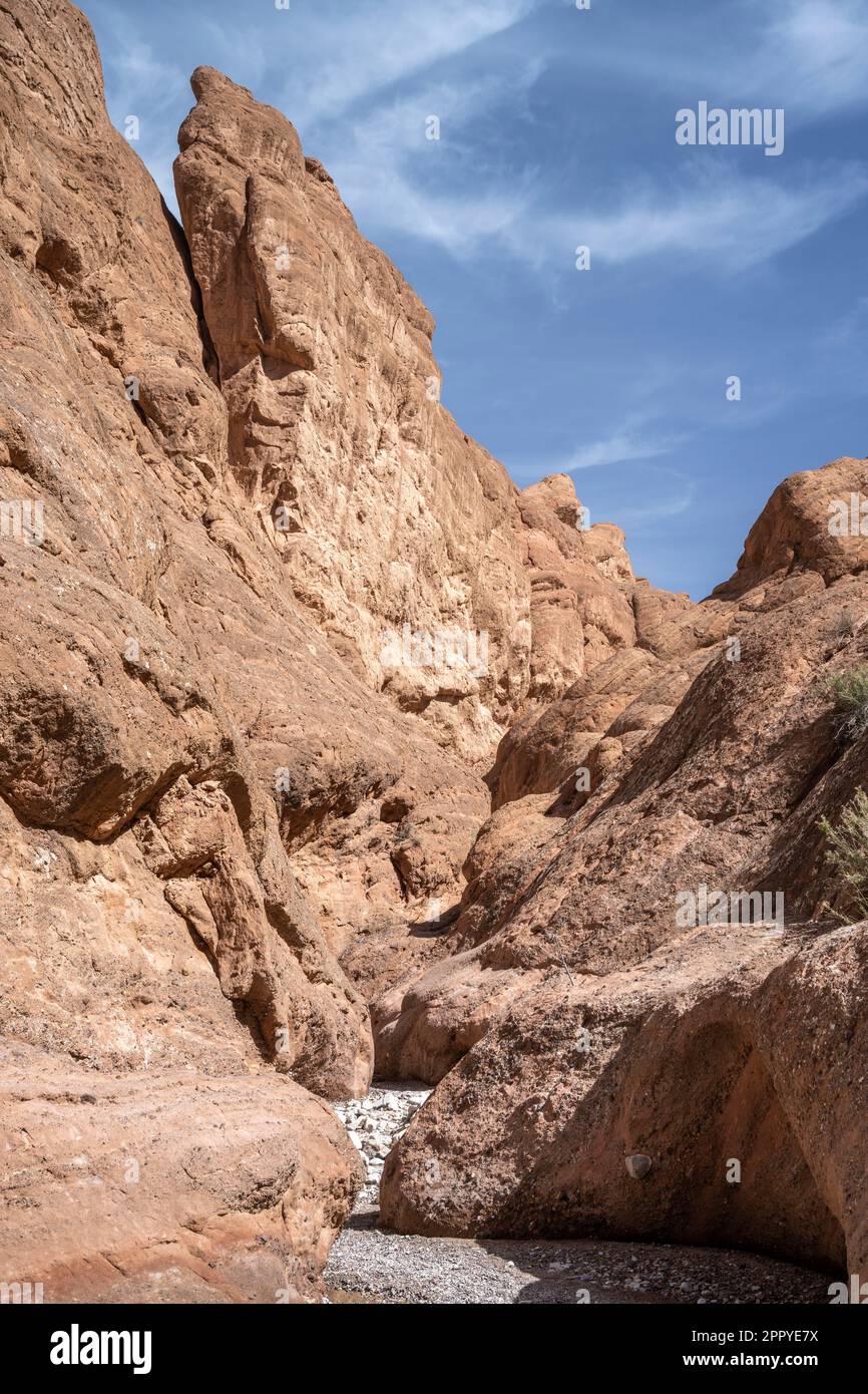 Rock formations known as monkey fingers in the Dades Valley Stock Photo ...