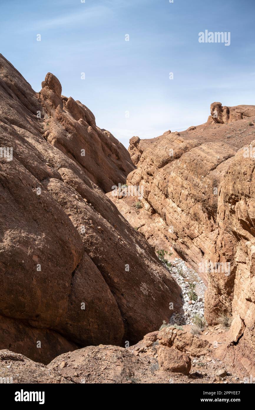 Rock formations known as monkey fingers in the Dades Valley Stock Photo ...