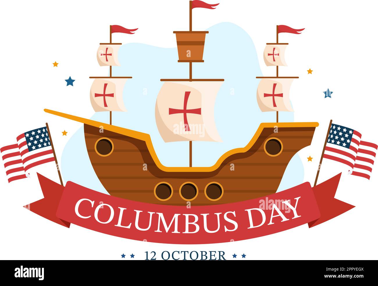 Happy Columbus Day National Holiday Hand Drawn Cartoon Illustration ...