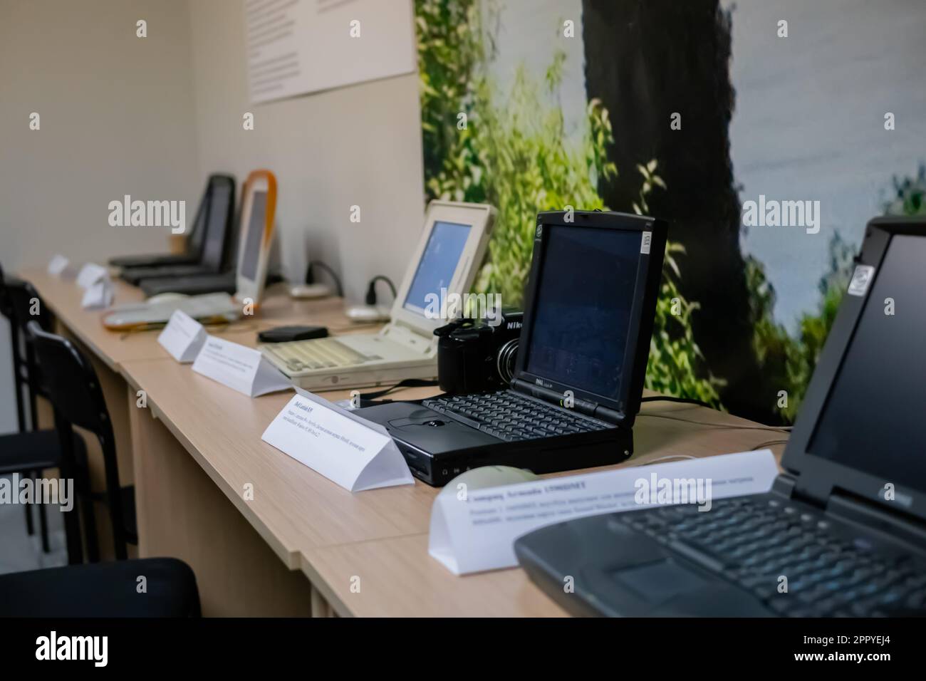 Exhibition of old laptop computers in technology museum Stock Photo - Alamy
