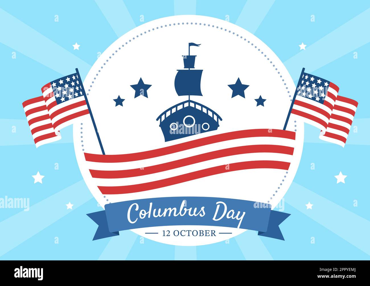 Happy Columbus Day National Holiday Hand Drawn Cartoon Illustration ...