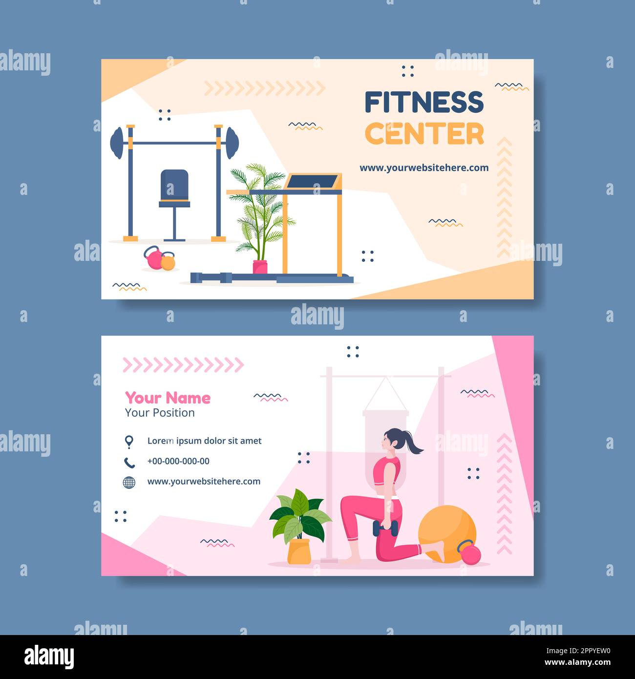Fitness Training Card Horizontal Template Hand Drawn Cartoon Flat ...