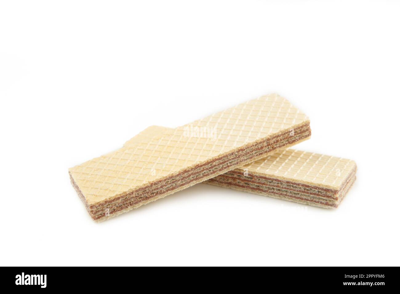 Wafers with chocolate isolated on white background. Top view Stock ...