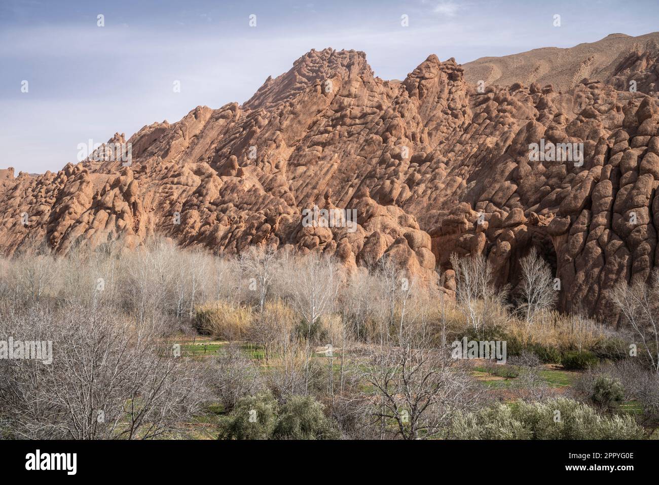 Rock formations known as monkey fingers in the Dades Valley Stock Photo ...