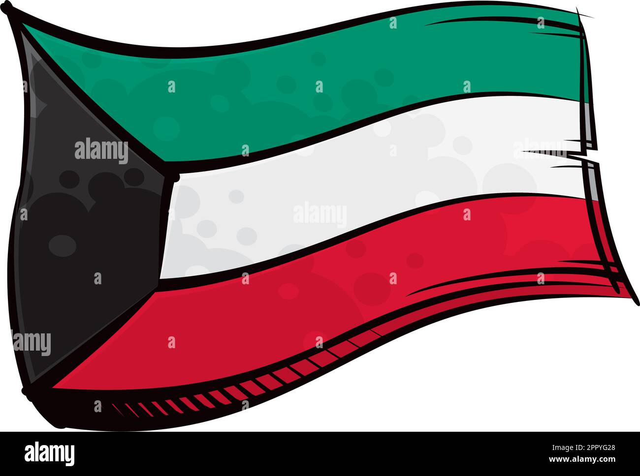 Painted Kuwait flag waving in wind Stock Vector Image & Art - Alamy