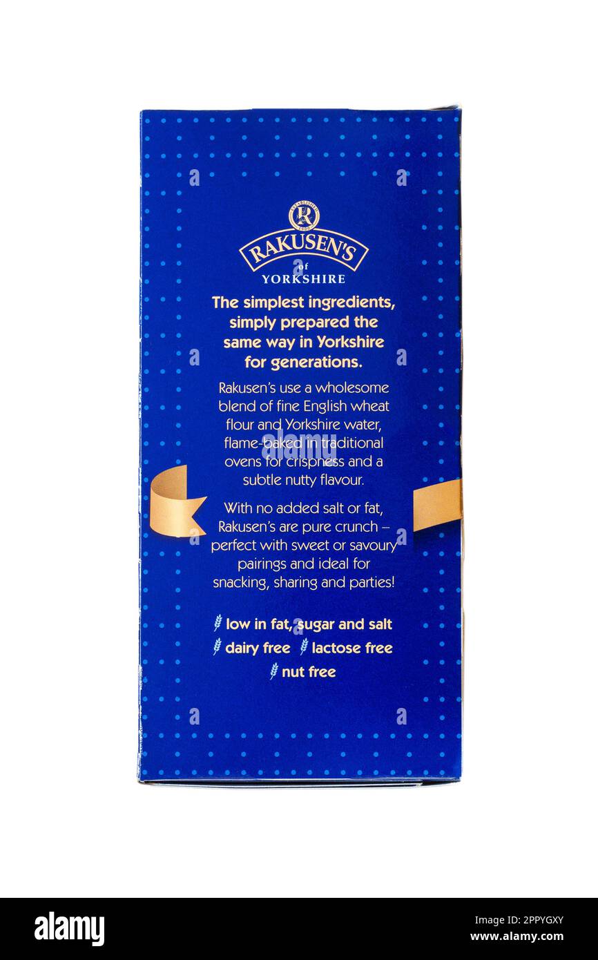 Information on side of box of Matzos flame baked cracker by Rakusen's ...