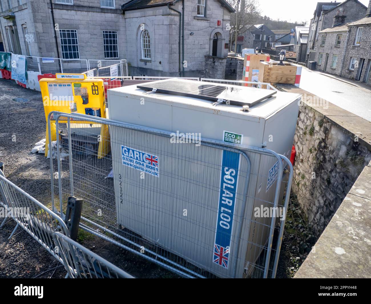 A solar powered toilet on a construction site in Kendal, Cumbria, UK ...