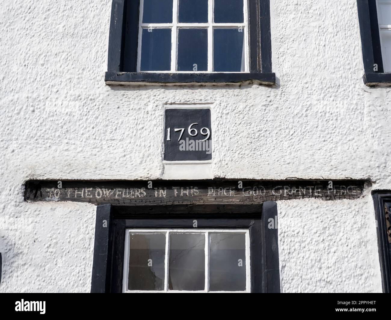 An old inscription on a house in Kendal town centre, Cumbria, UK Stock ...