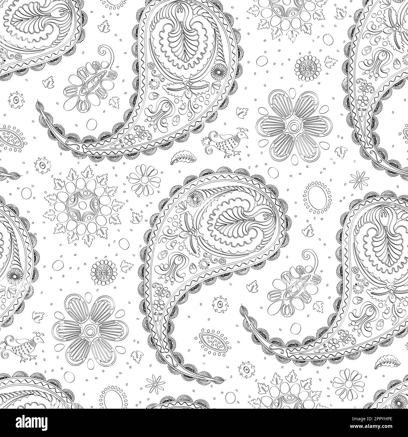 Paisley textile pattern fabric Black and White Stock Photos & Images ...