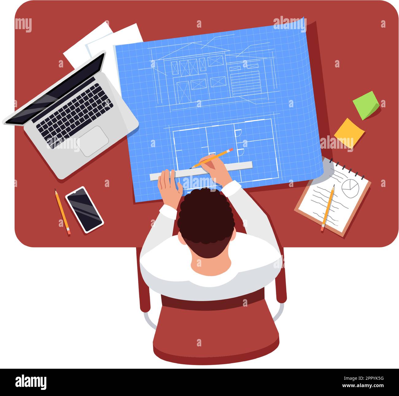 Architect desk overhead Stock Vector Images - Alamy